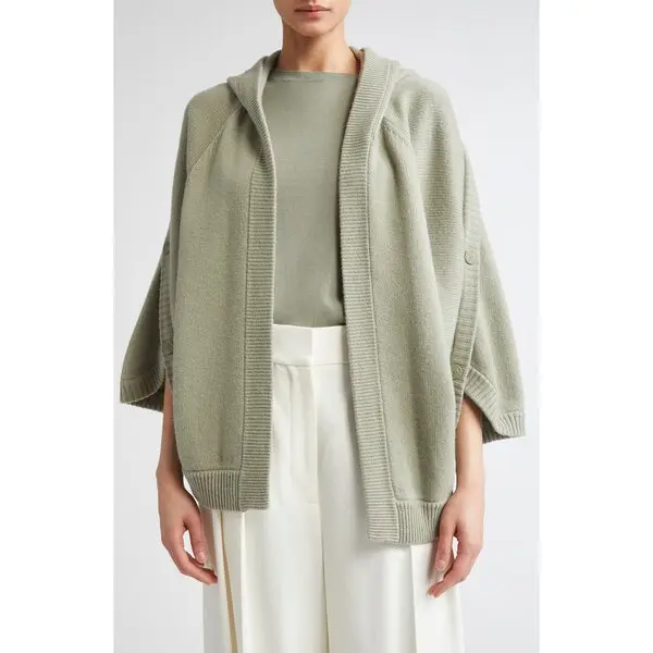 Max Mara Vals Wool & Cashmere Hooded Cardigan - Sage Green