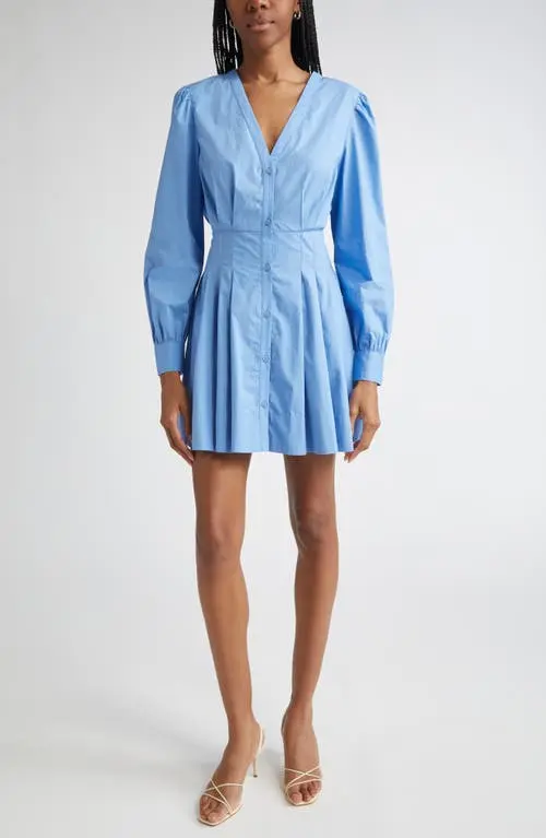 Ramy Brook Julianna Pleated Poplin Mini Shirt Dress
