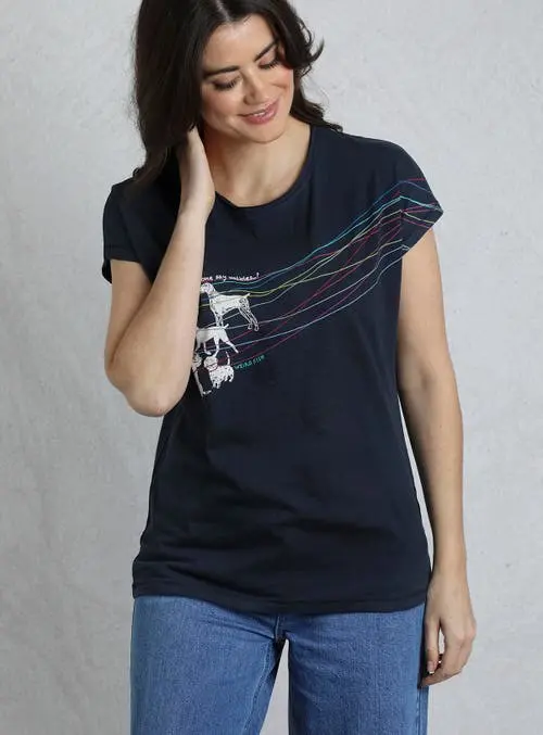 WEIRD FISH Lead The Way Graphic T-shirt - Navy