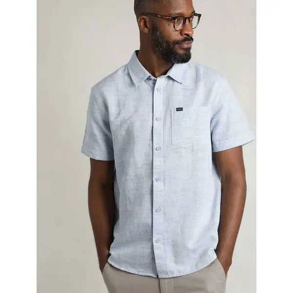 WEIRD FISH Washton Short Sleeve Shirt - Cobalt Blue