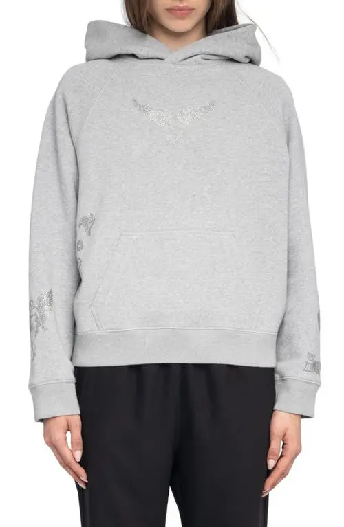 Zadig&Voltaire Cotton Hoodie With Strass Embellishments - Gris Chine