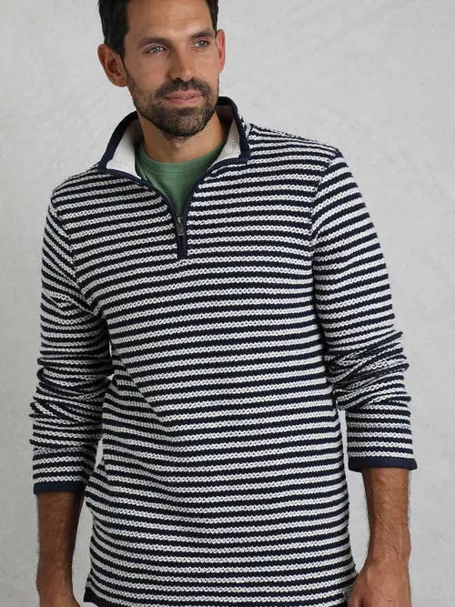 WEIRD FISH Shorling 1/4 Zip Striped Macaroni