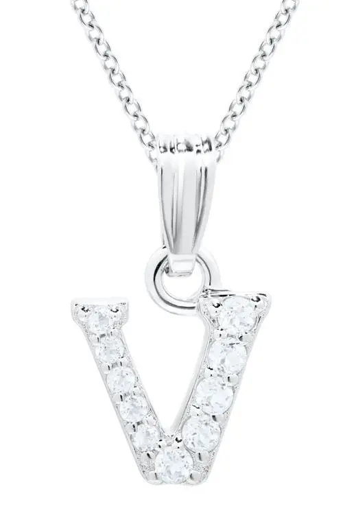 MIGNONETTE White Topaz Pavé Initial Pendant Necklace - Silver - V