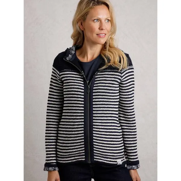 WEIRD FISH Striped Full Zip Macaroni Hoodie