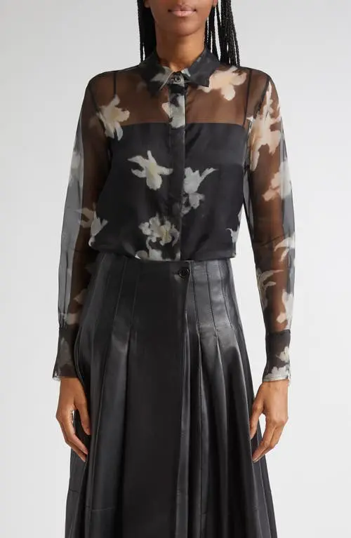 Altuzarra Floral Print Silk Organza Shirt