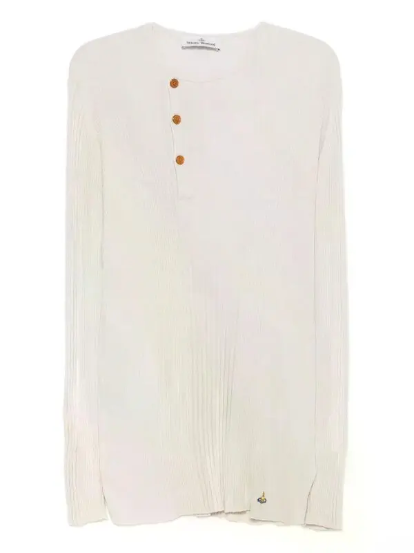 VIVIENNE WESTWOOD Ribbed Button-placket Sweater - Neutrals