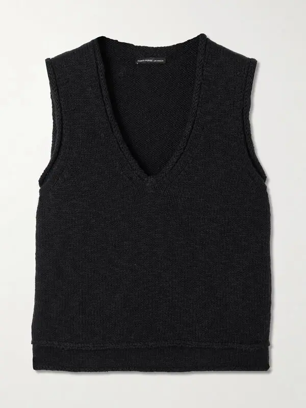 JAMES PERSE Ribbed Cotton And Linen-blend Tank