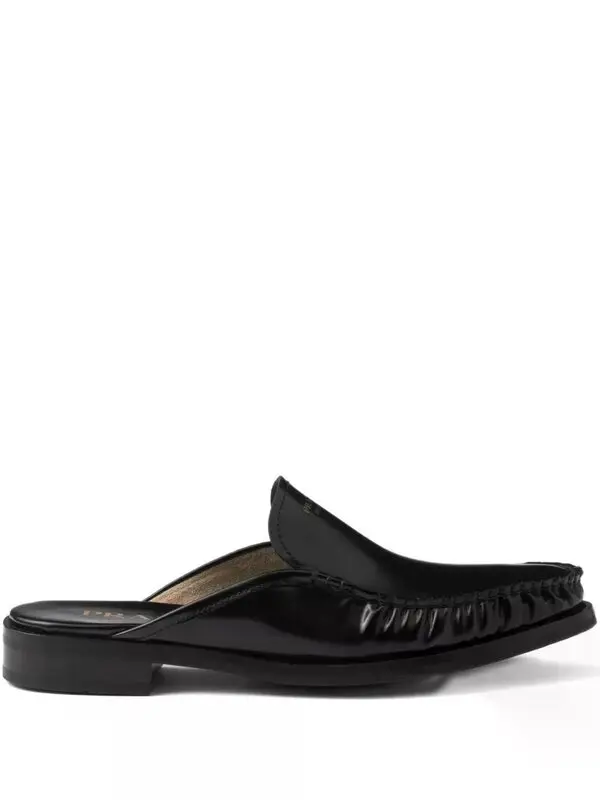 Prada Leather Mules - Black