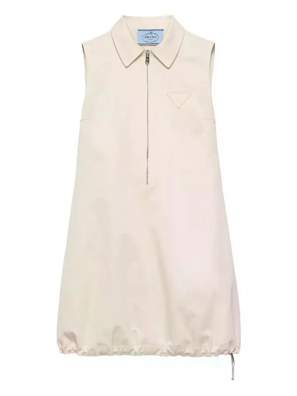 Prada Half-zip Drawstring-hem Mini Dress - Neutrals