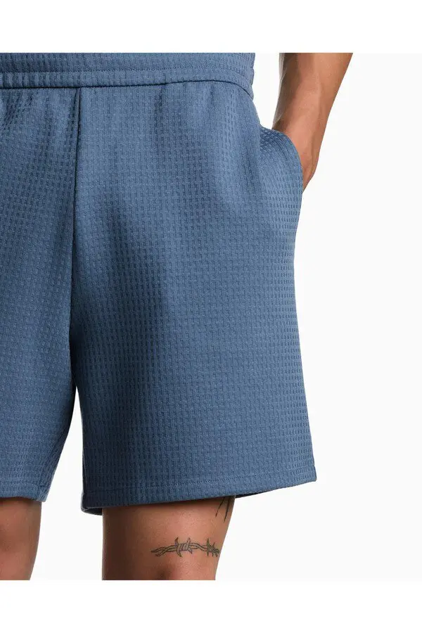 Emporio Armani Lyocell-blend Jacquard Jersey Bermuda Shorts - Blue