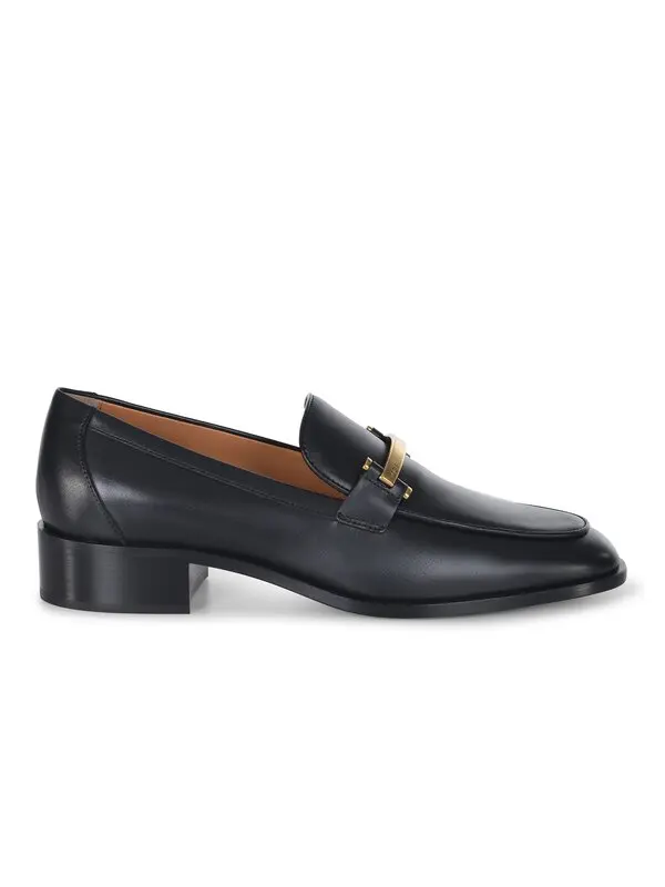 TOD'S Leather Loafer With Gold-tone Plaque