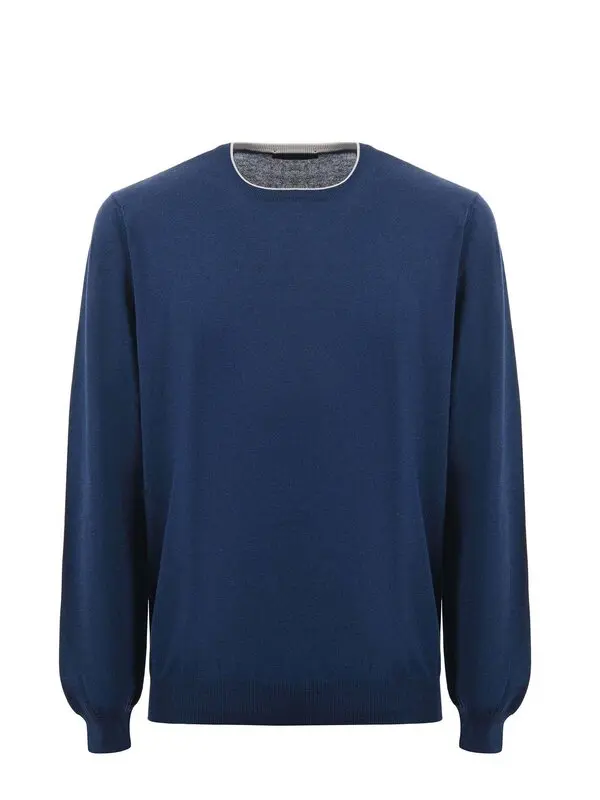 FAY Cotton Yarn Sweater - Blu Melange