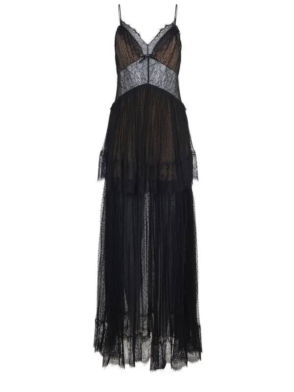 SELF-PORTRAIT Polka Dot And Lace Dress - Black