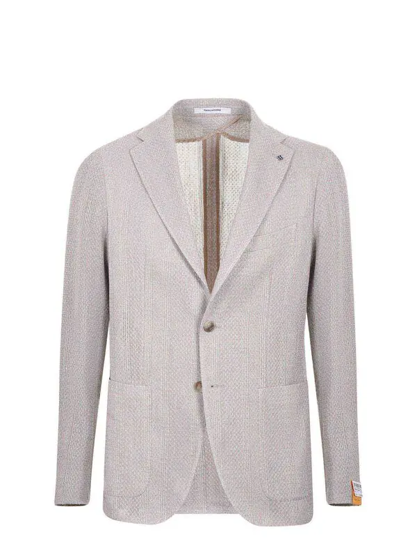 Tagliatore Jacket In Cotton And Linen Yarn With Classic Lapel