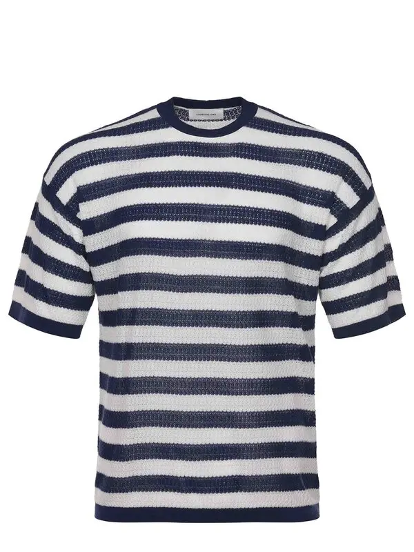 ATOMO FACTORY Striped Crochet T-shirt