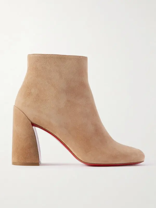 CHRISTIAN LOUBOUTIN Turela 85 Suede Ankle Boots - Neutrals