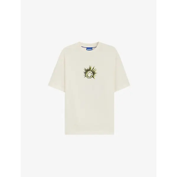 Hugo Boss Graphic-print Short-sleeve Cotton T-shirt Xxl - Open White