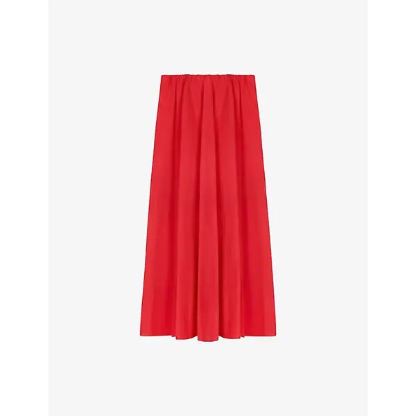 RO&ZO Relaxed-fit Cotton-poplin Maxi Skirt - Red