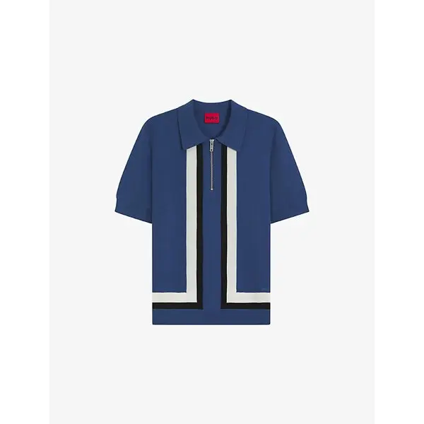 Hugo Boss Striped Regular-fit Short-sleeve Knitted Polo