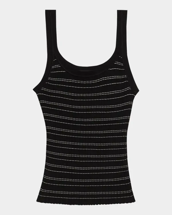 Theory Stripe Scoop-neck Tank Top - Bkwh