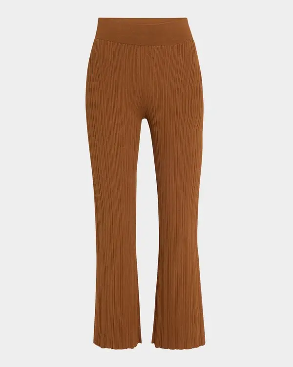 Veronica Beard Massaro Pull-on Ribbed Pants - Dark Whisky