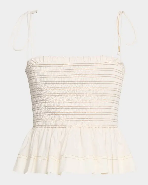 Veronica Beard Ophelia Smocked Peplum Top