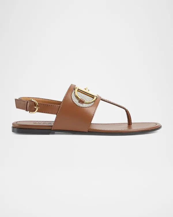 Gucci Horsebit Thong Slingback Sandals - 2744 Light Brown