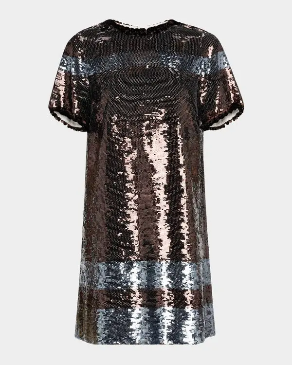 Dorothee Schumacher Sequin Striped Mini T-shirt Dress