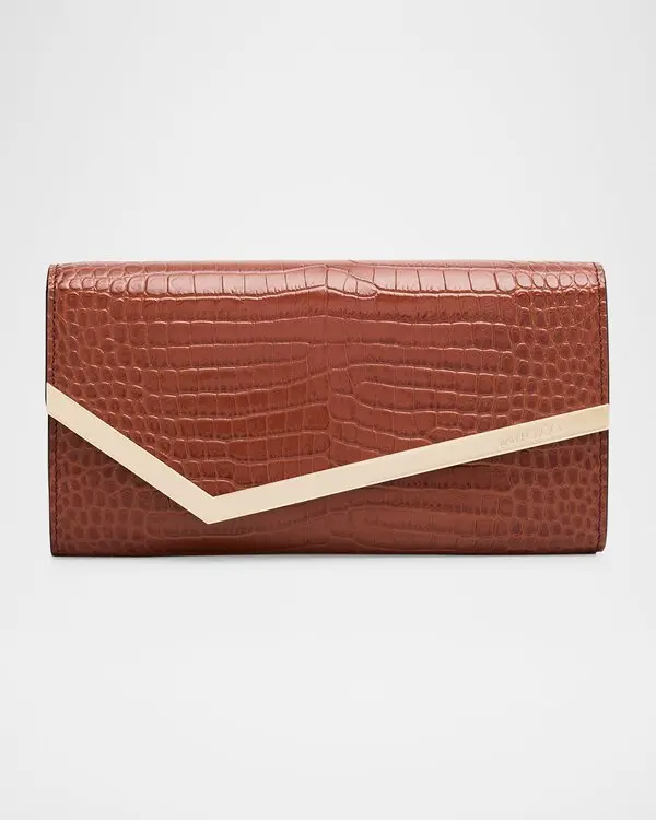 JIMMY CHOO Emmie Embossed Leather Clutch