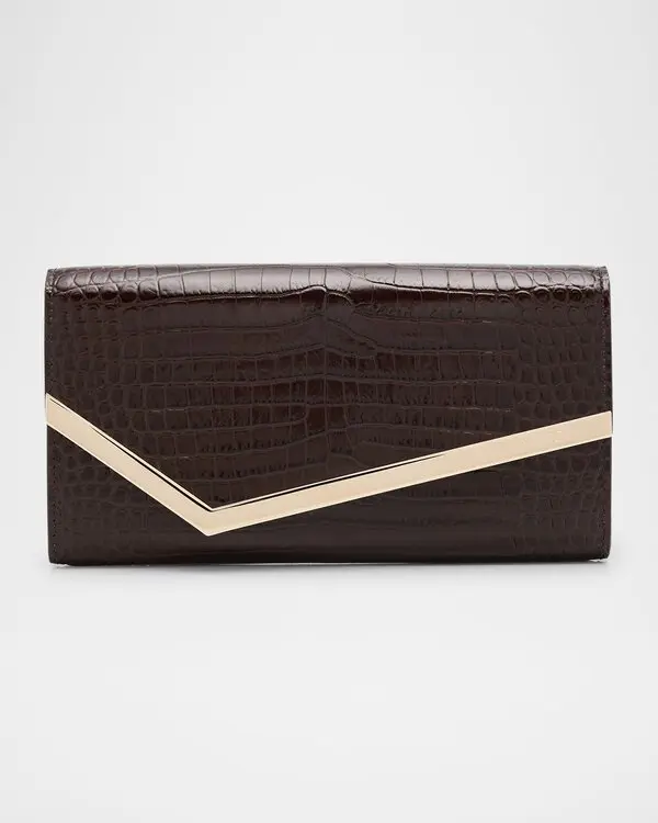 JIMMY CHOO Emmie Croc-embossed Leather Clutch