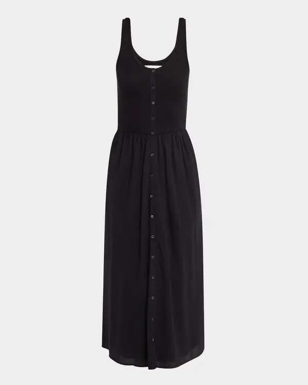 Xirena Fenix Sleeveless Mixed Media Midi Dress - Black