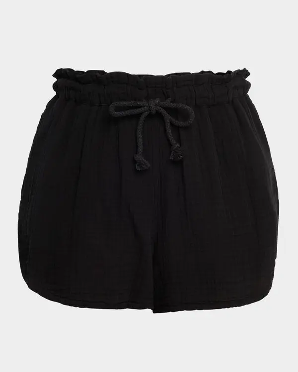 Xirena Starla Drawstring Cotton Gauze Shorts - Black