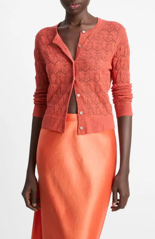 Vince Open Stitch Cotton Cardigan - Terra