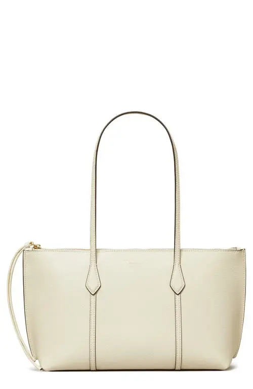 Tory Burch Small Perry Leather Zip Tote - Warm White
