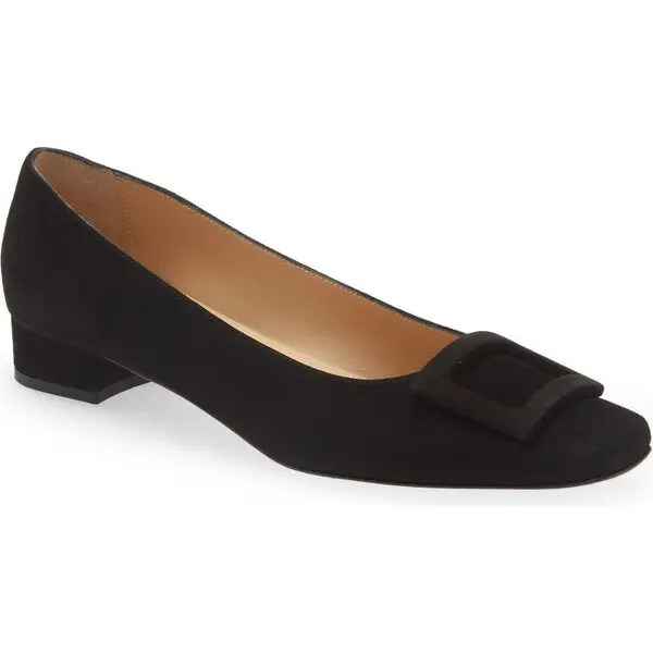 Ann Mashburn Buckle Nubuck Leather Pumps - Blackdnu