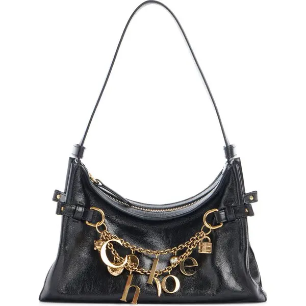 Chloé Charms Leather Hobo Bag - Black
