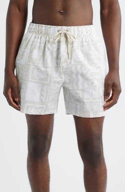 VINTAGE SUMMER Poolside Water Repellent Swim Trunks - Tan