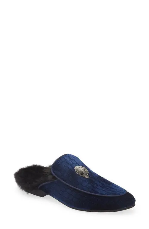 Kurt Geiger Hugh Velvet Loafer Mule - Navy