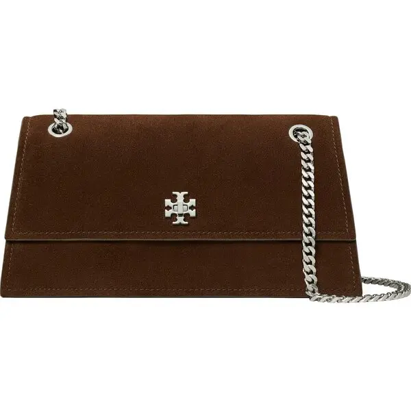 Tory Burch Kira Turnlock Suede Convertible Shoulder Bag - Dark Cocoa