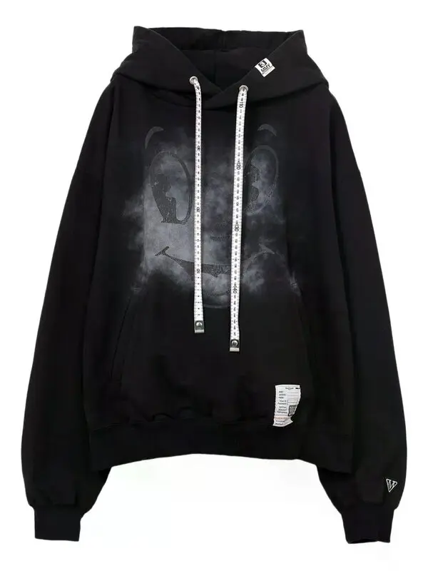Mihara Yasuhiro Happy Face Print Hoodie - Black