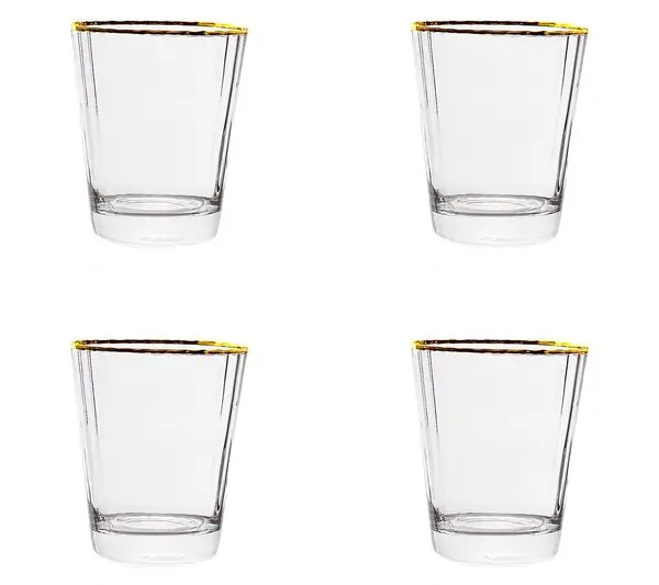 10 STRAWBERRY STREET Set Of 4 Grace Gold Rim Do F