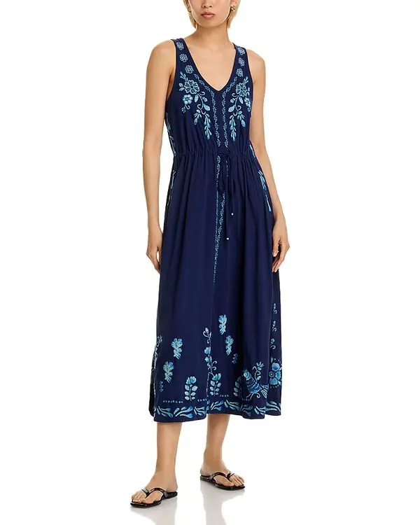 Johnny Was V-neck Drawstring Dress