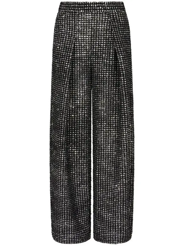 Giorgio Armani Wide Leg Flocked Print Sequin Trousers
