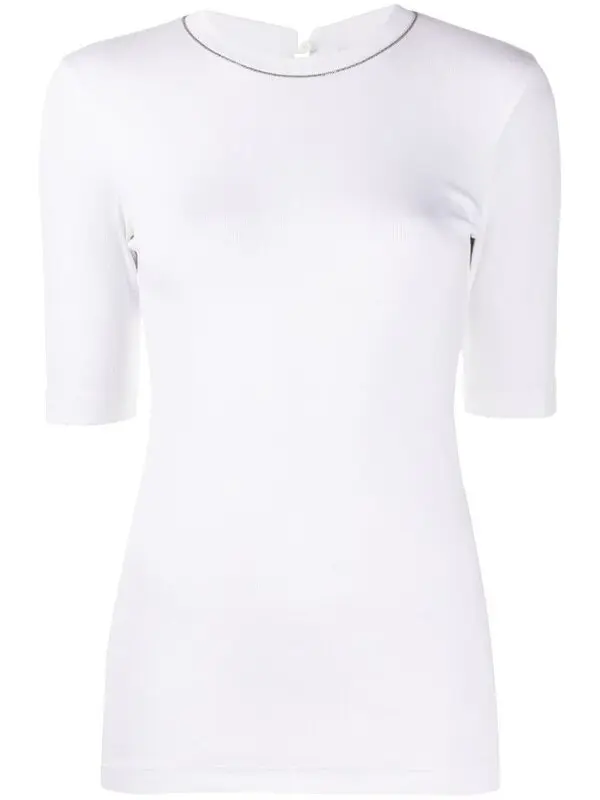 Brunello Cucinelli Fine Ribbed Fitted T-shirt - White