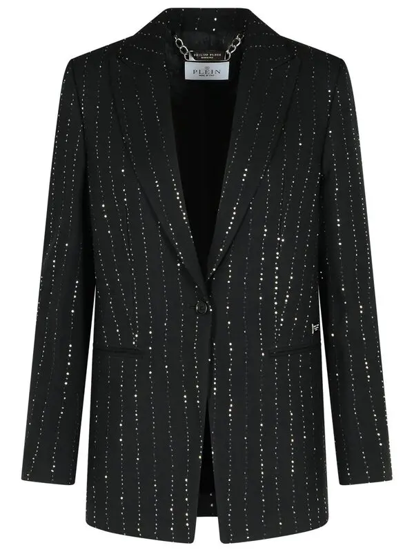 Philipp Plein Boyfriend-fit Blazer With Wool Blend And Sequins