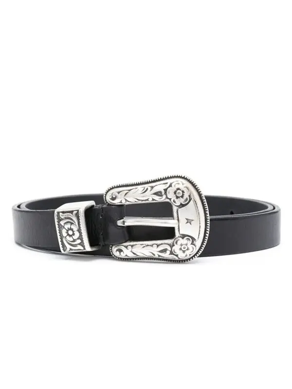 Golden Goose Washed Leather Belt - Black
