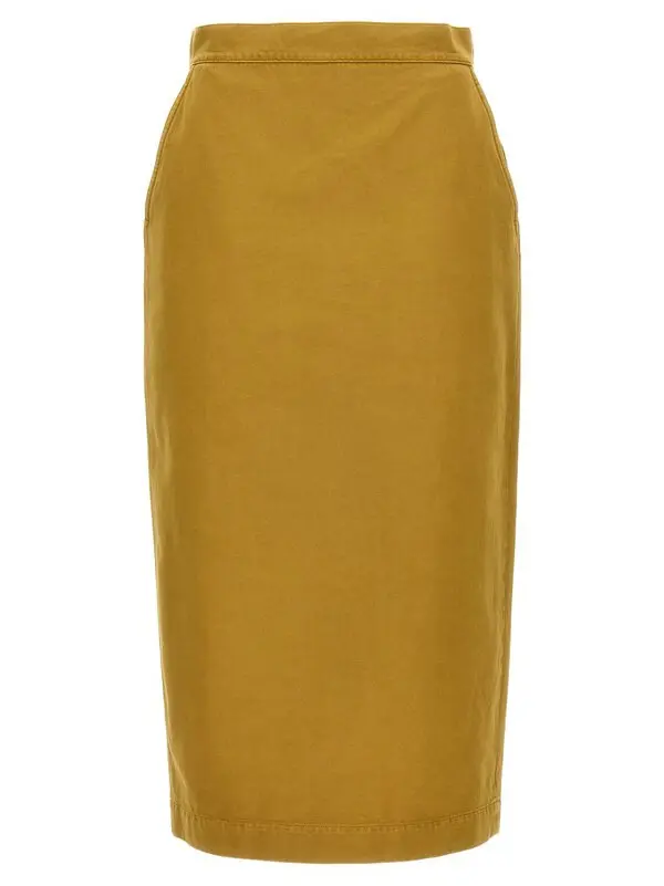 Max Mara Denver' Cotton Gabardine Skirt - Yellow