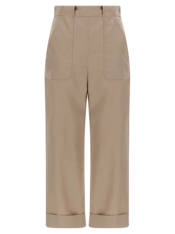 Max Mara Palio Cotton Gabardine Trousers - Beige