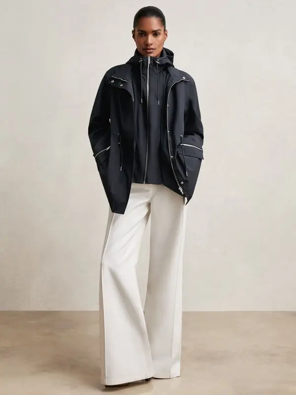 REISS Tia Removable Hood Rain Coat