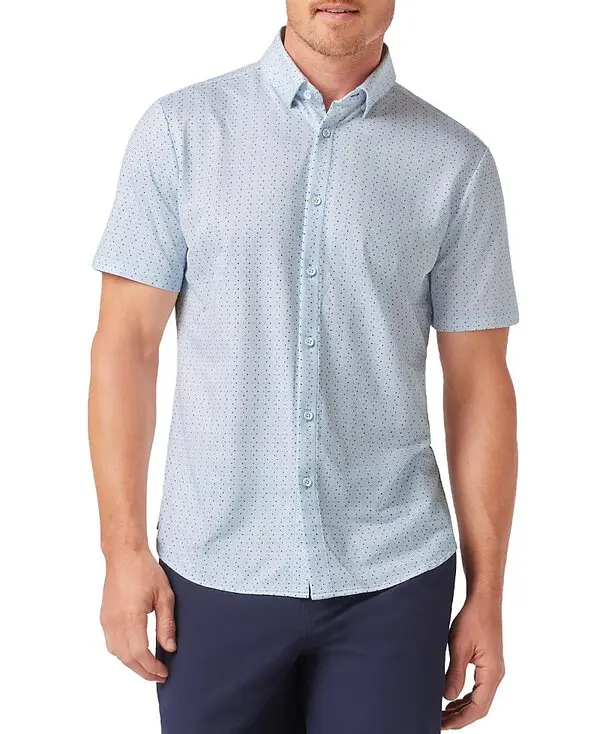 Mizzen+main Halyard Short Sleeve Dress Shirt - Light Blue Trellus